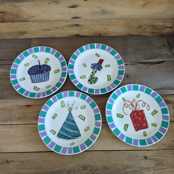 Tag | Dining | Vintage 200 Set Of Four Celebration Party Dessert Plates ...